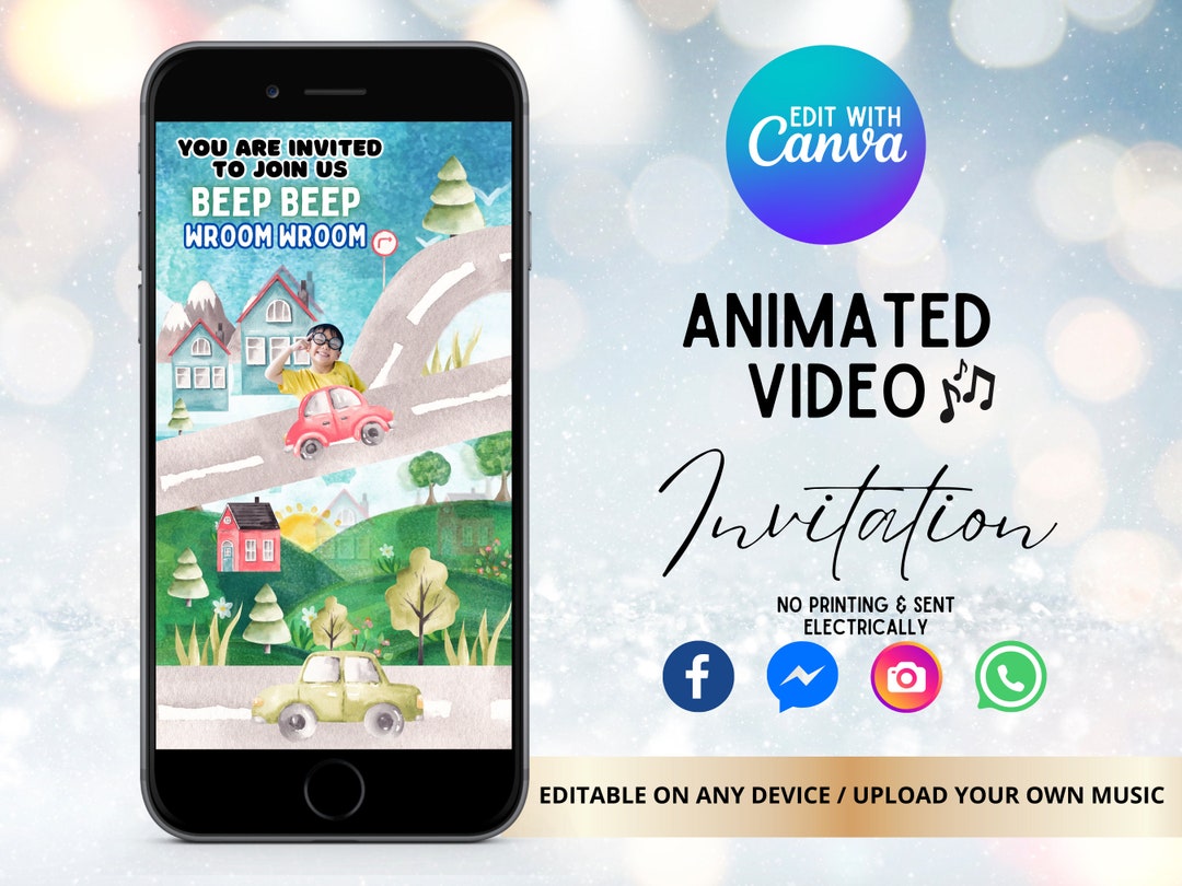 Editable Beep Beep Car Birthday Invitation Template, Car and Truck ...