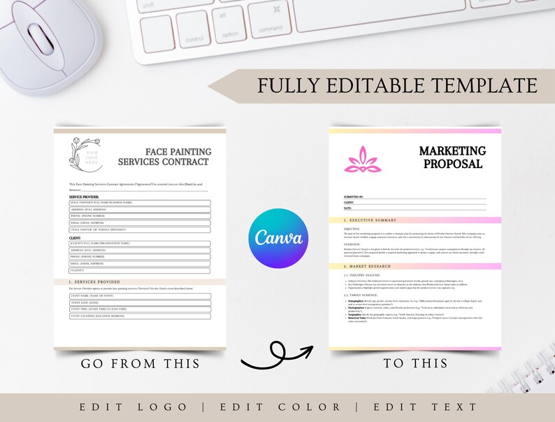 Editable Face Painting Contract Template, Event Face Painter Intake ...