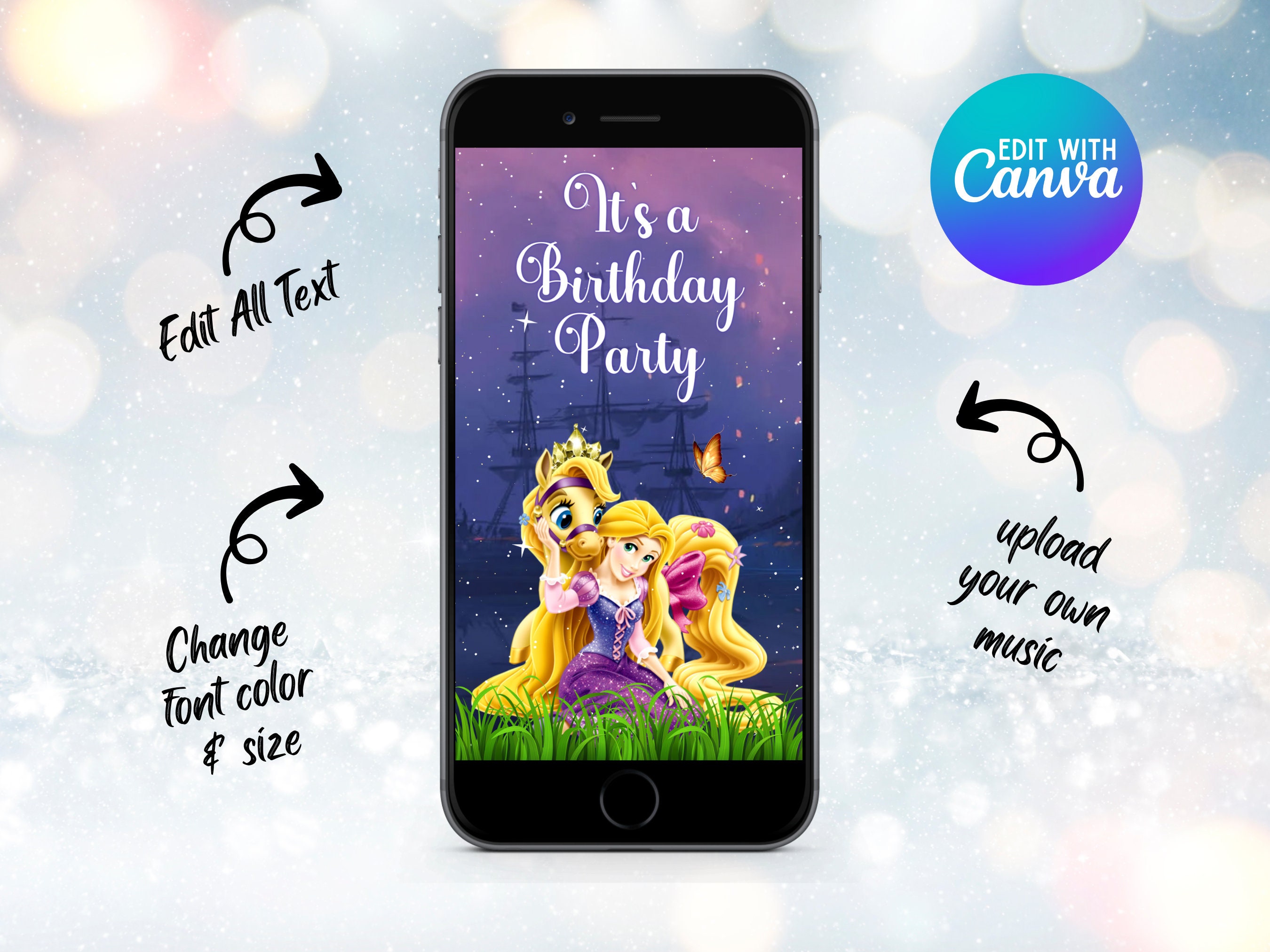 Tangled Animated Invitation, Tangled Invite, Tangled Party Invite ...