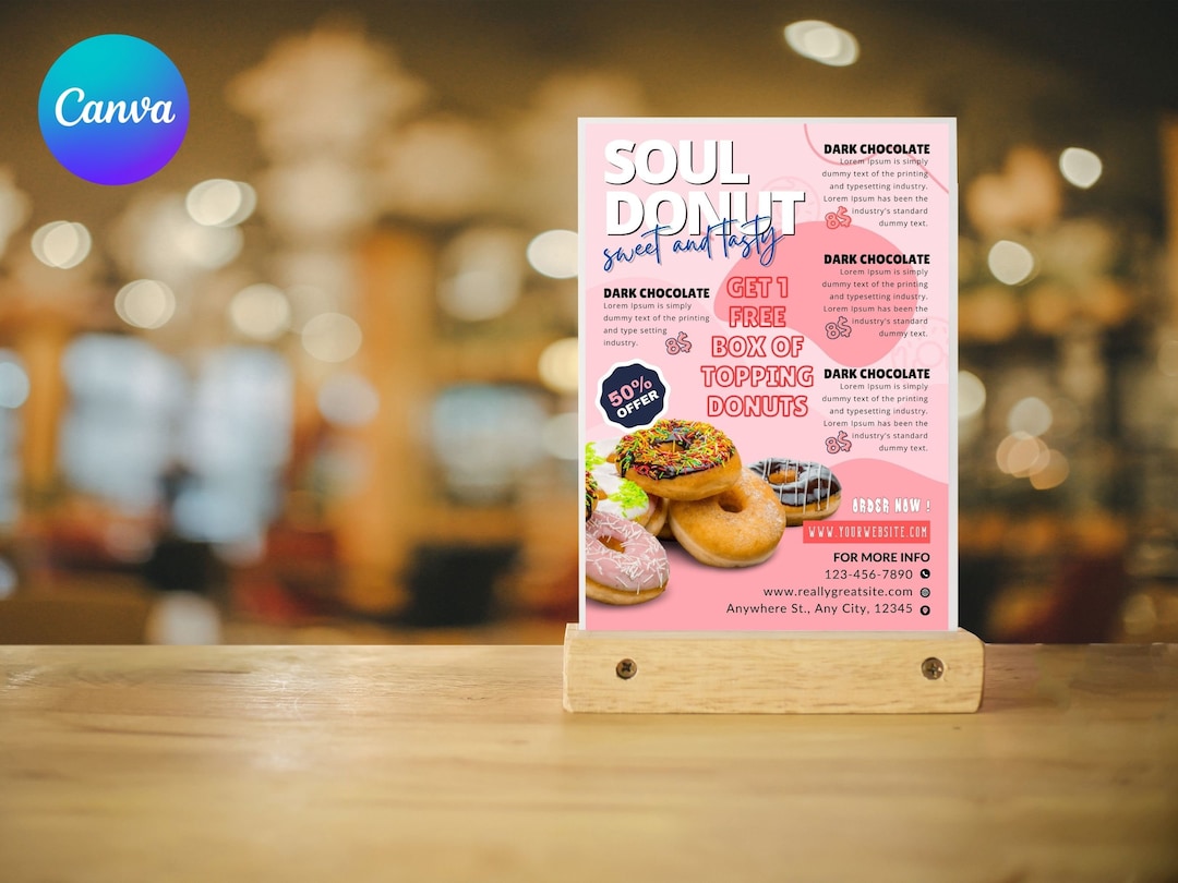 Donut Flyer Template, Doughnut Business Flyer, Baking Dessert Flyer ...