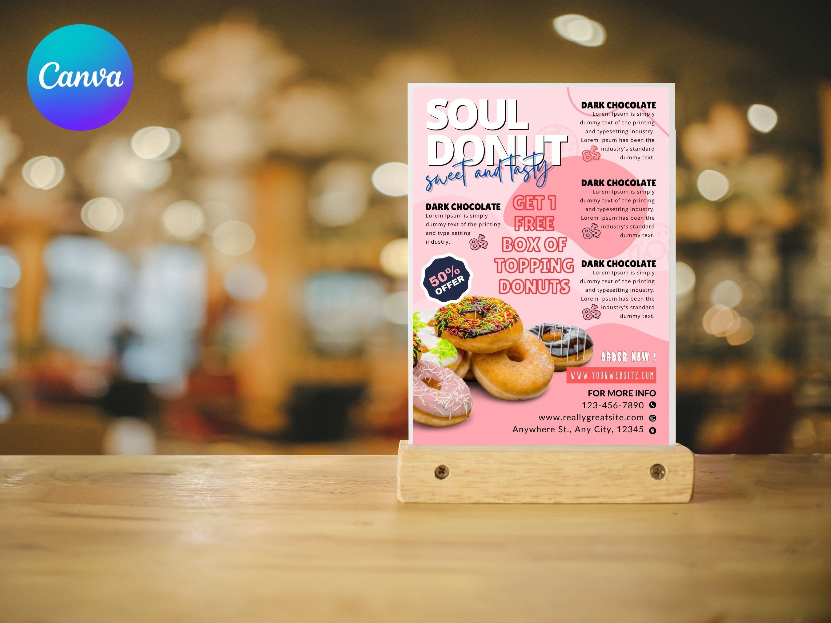 Donut Flyer Template, Doughnut Business Flyer, Baking Dessert Flyer ...