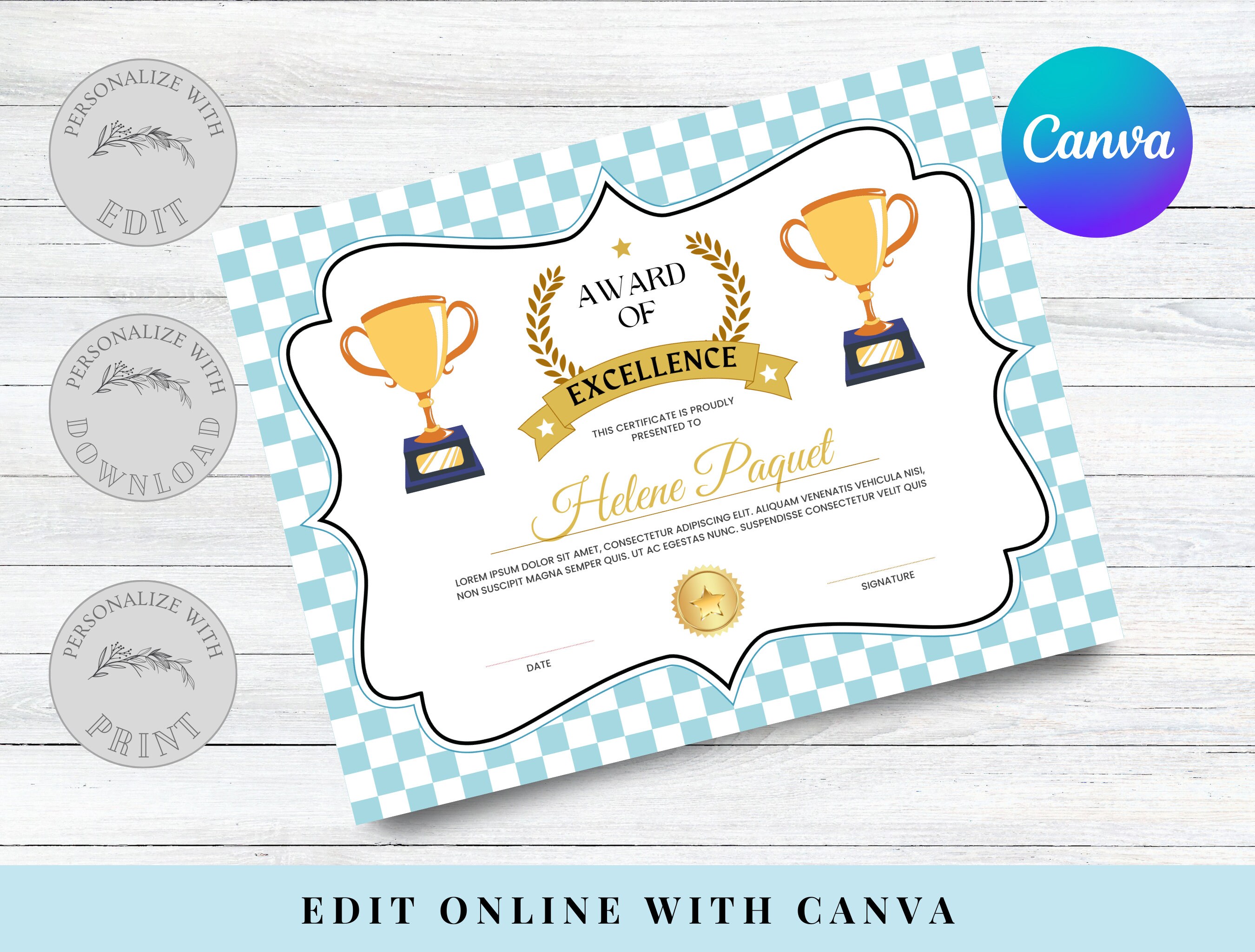 Editable Pto Pta Certificate Template, Printable and Editable ...
