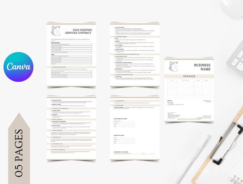 Editable Face Painting Contract Template, Event Face Painter Intake ...