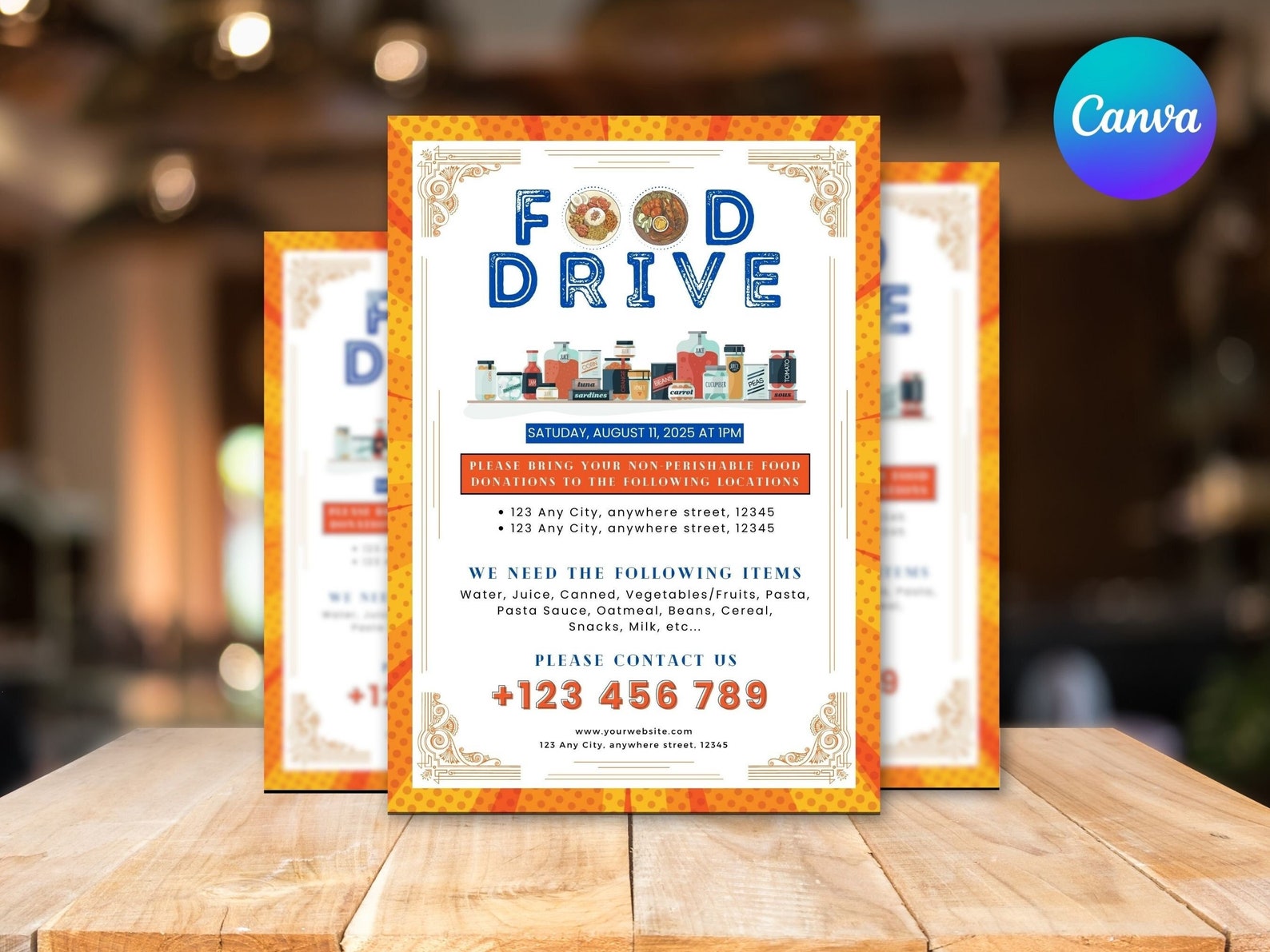 Editable Food Drive Flyer Template, Food Flyer Template, Printable ...