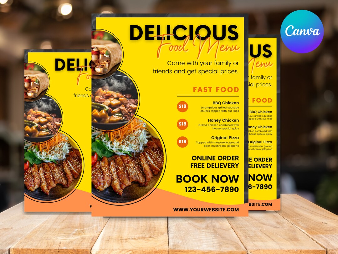 Printable Restaurant Flyer, Instant Download, Food Menu Printable Flyer ...