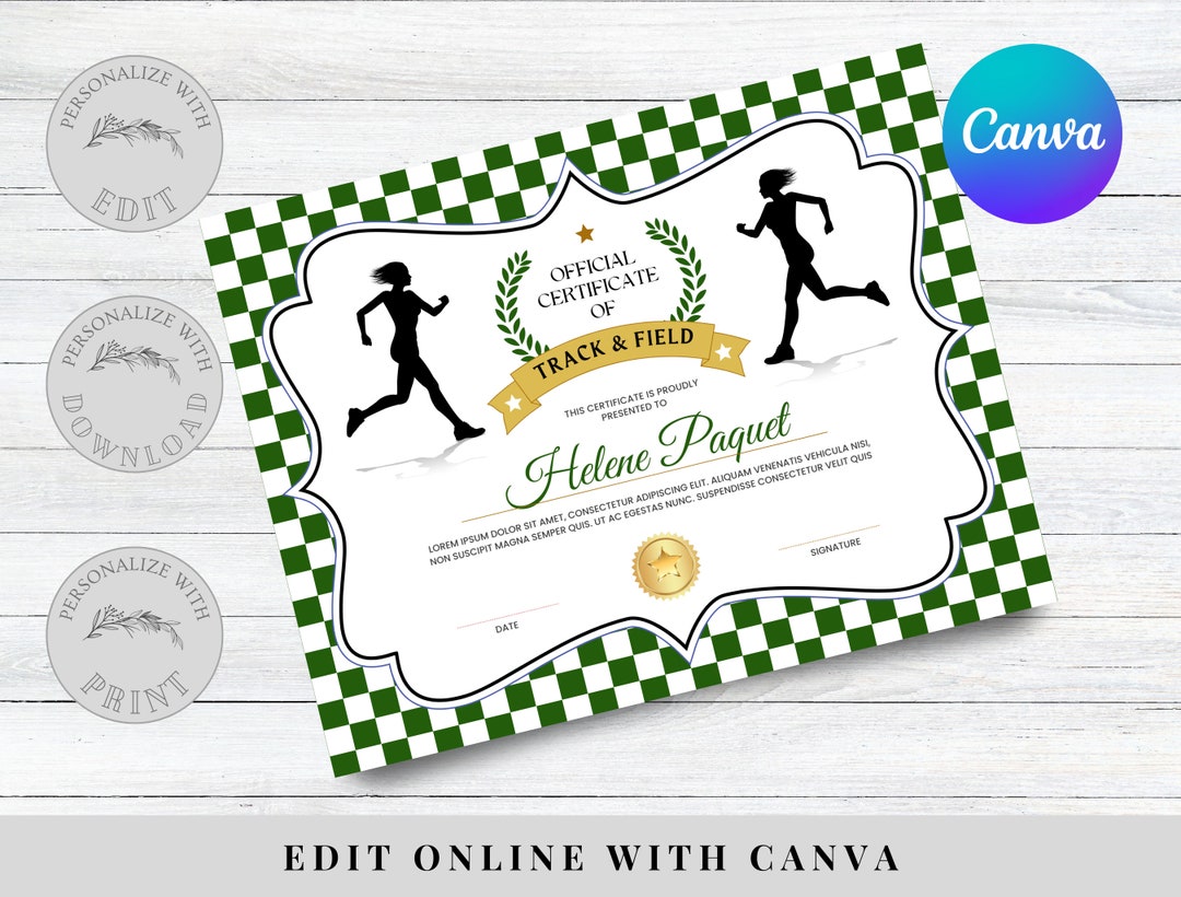 Track Party Printable, Printable Award Sports Runner Certificates ...