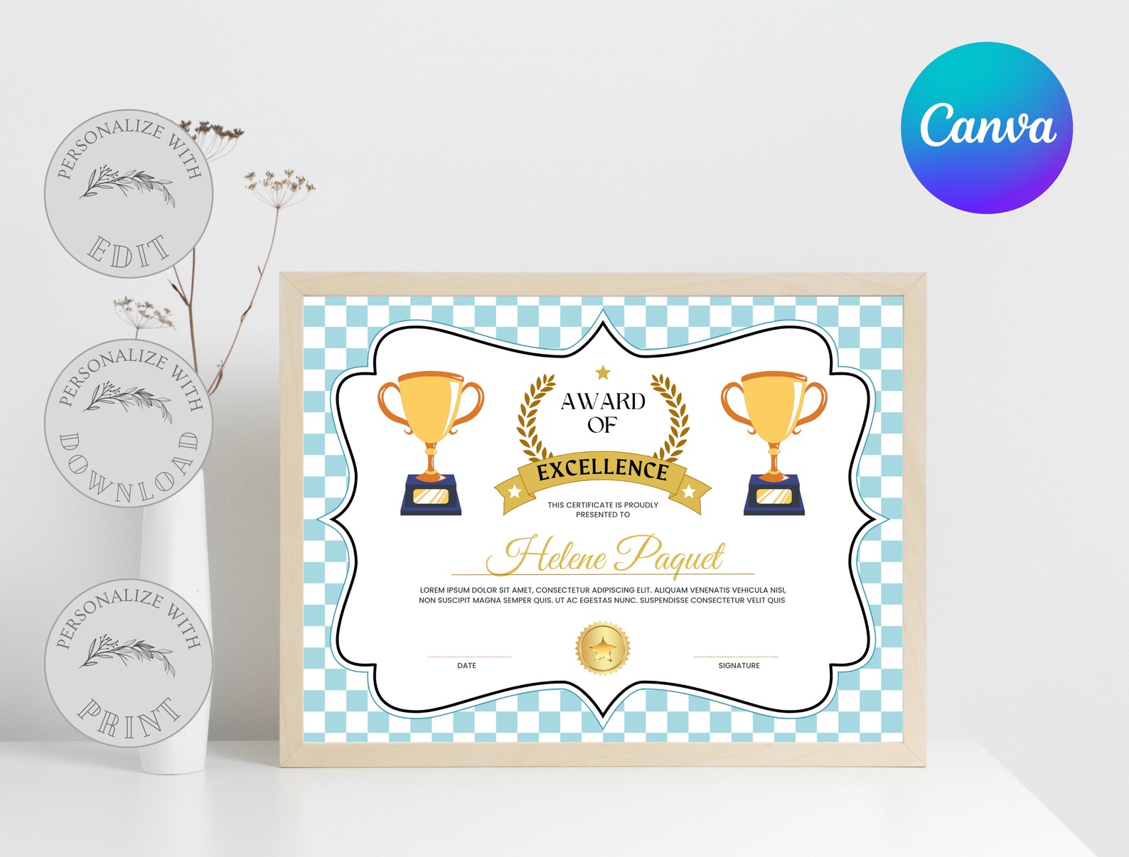 Editable Pto Pta Certificate Template, Printable and Editable ...