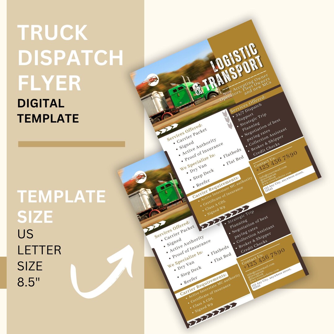 Truck Services Flyer, Trucking Dispatchers Service Flyers, Trucker ...