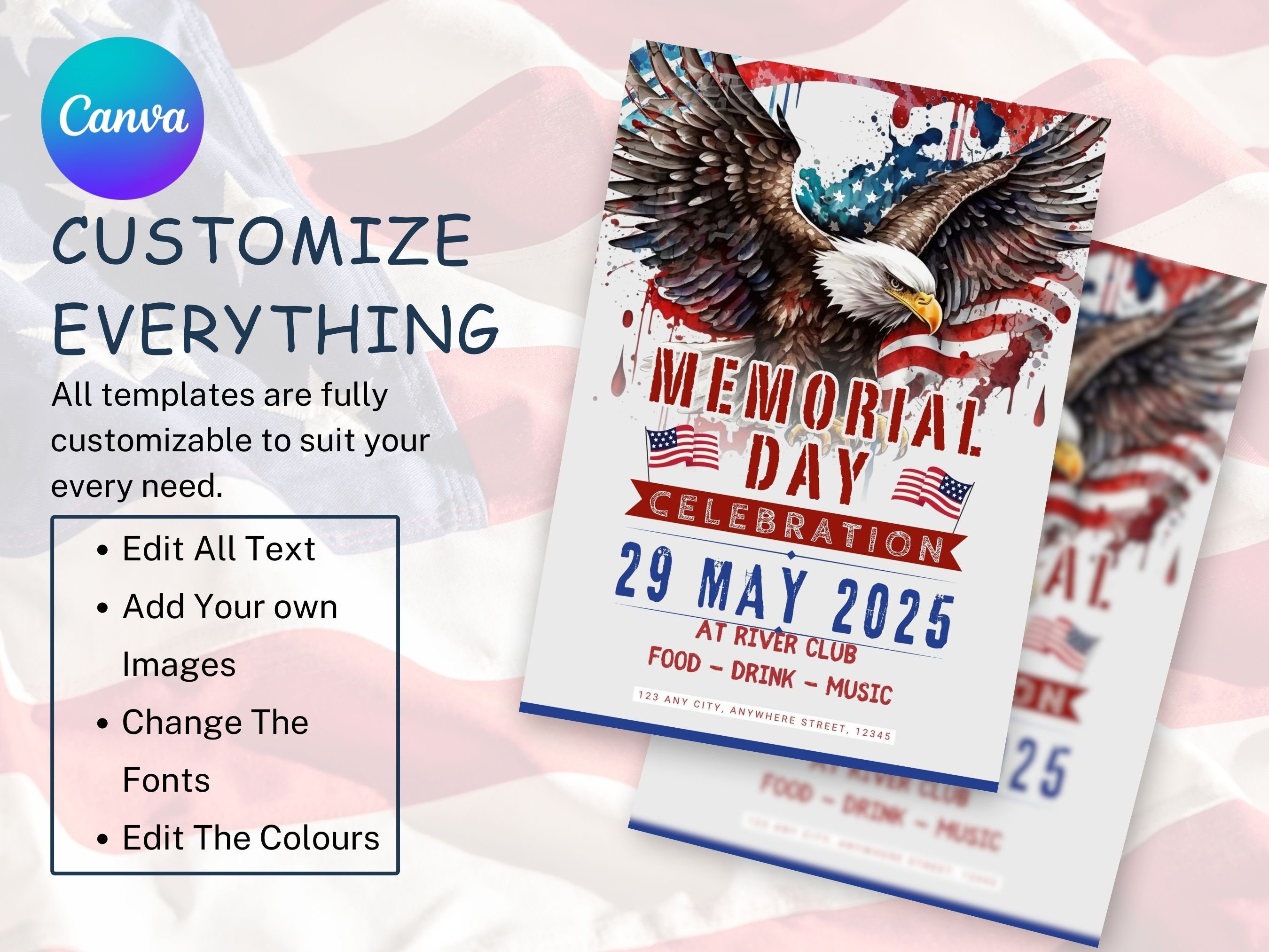 Memorial Day Invitation Template Instant Download Memorial - Etsy Canada