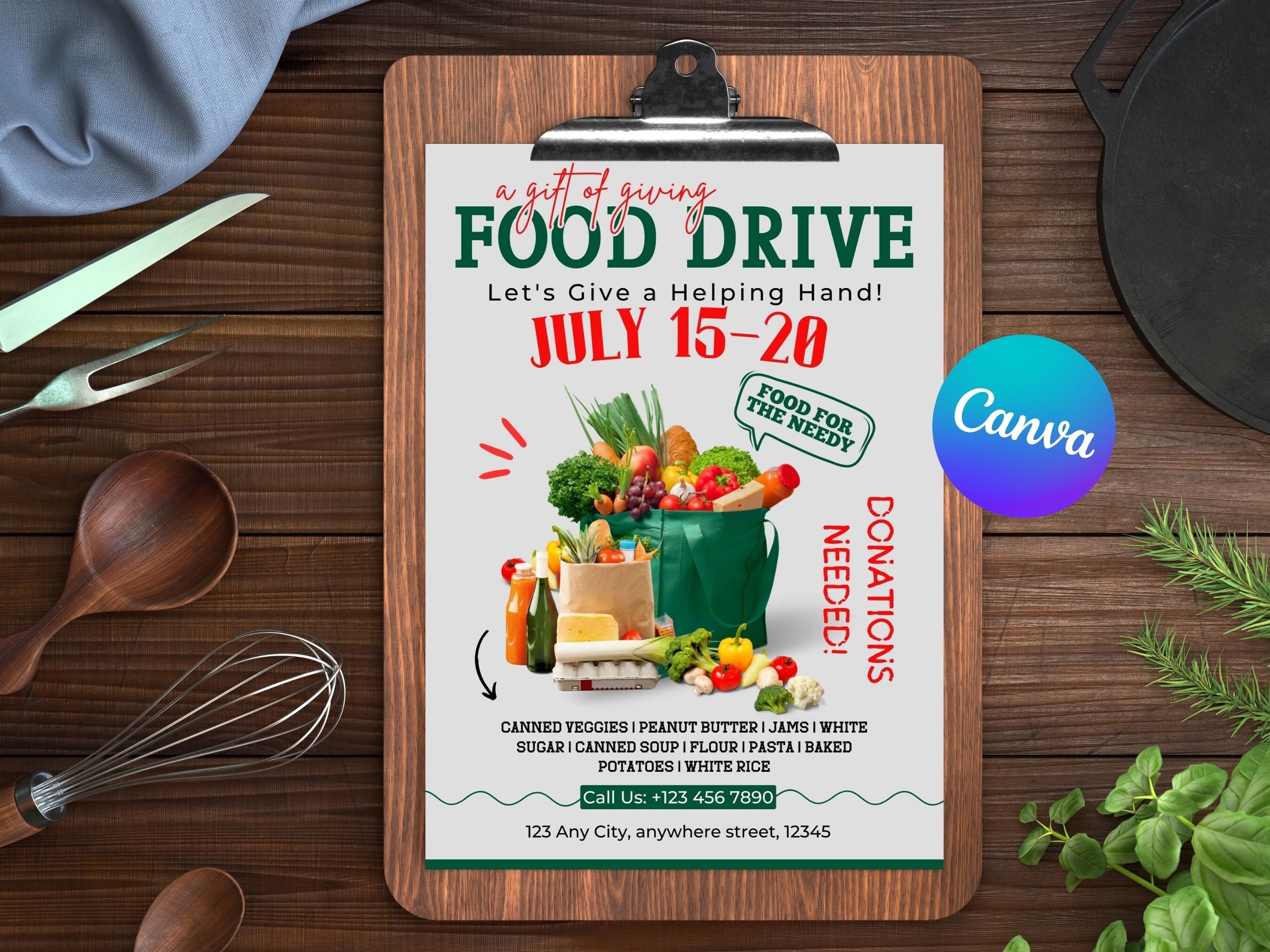 Food Flyer Template Food Drive Flyer Editable Donation Drive - Etsy