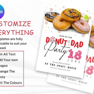 Donuts With Dad Father's Day Invitation, Father's Day Donut Party, 4x6 ...