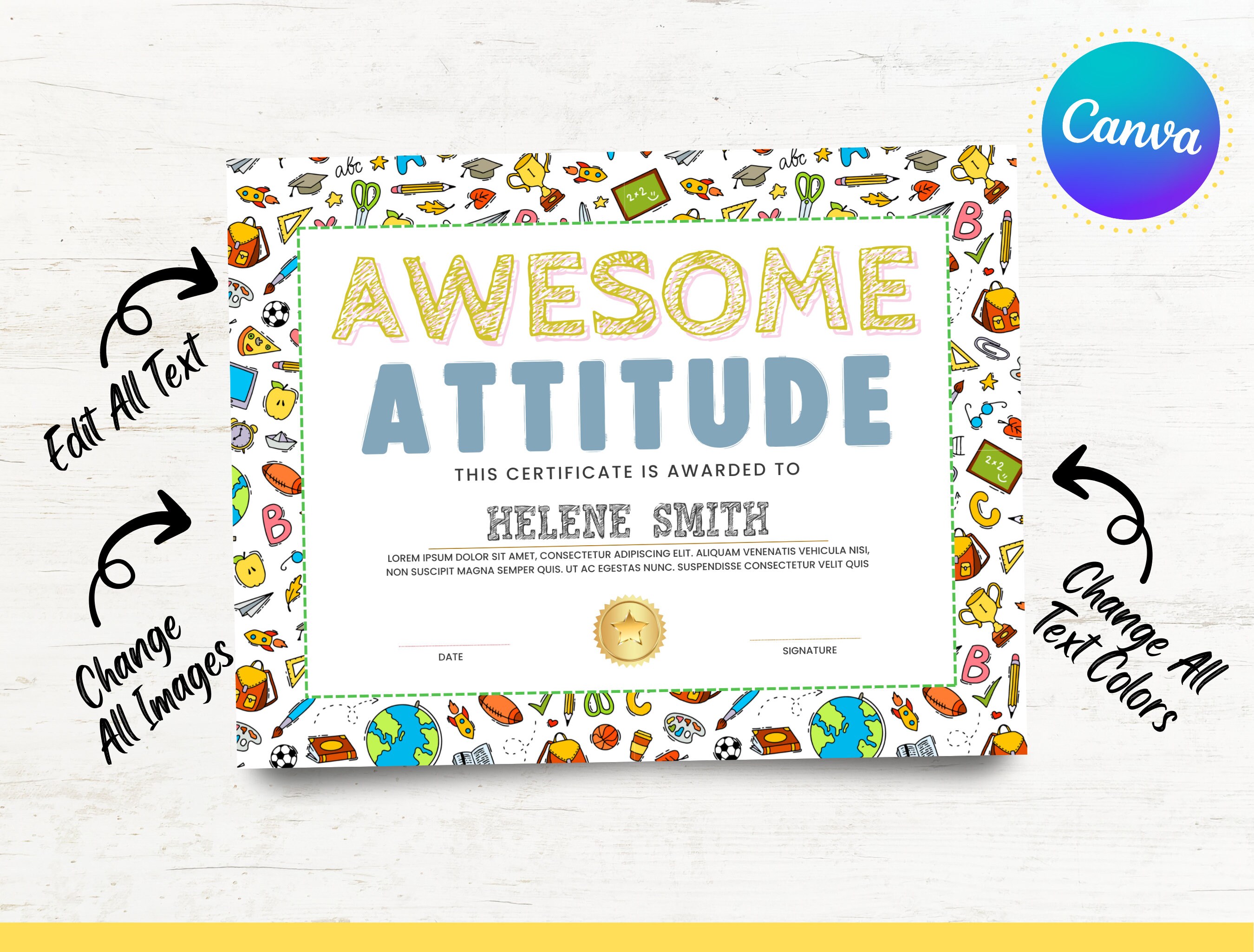 Editable School Awards, End of Year Awards, Personalized School ...