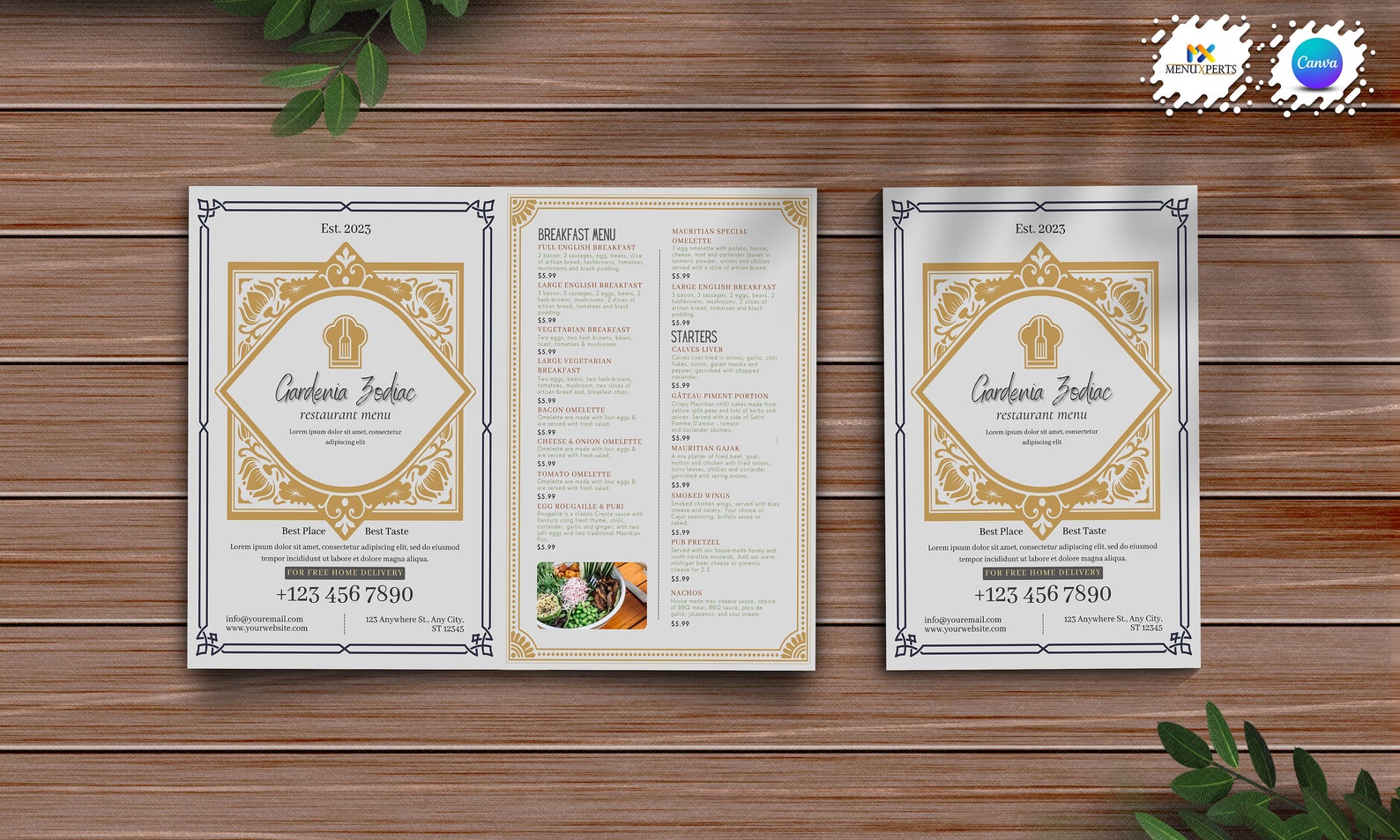 Restaurant Menu Template, Canva Food Menu Template, Printable ...