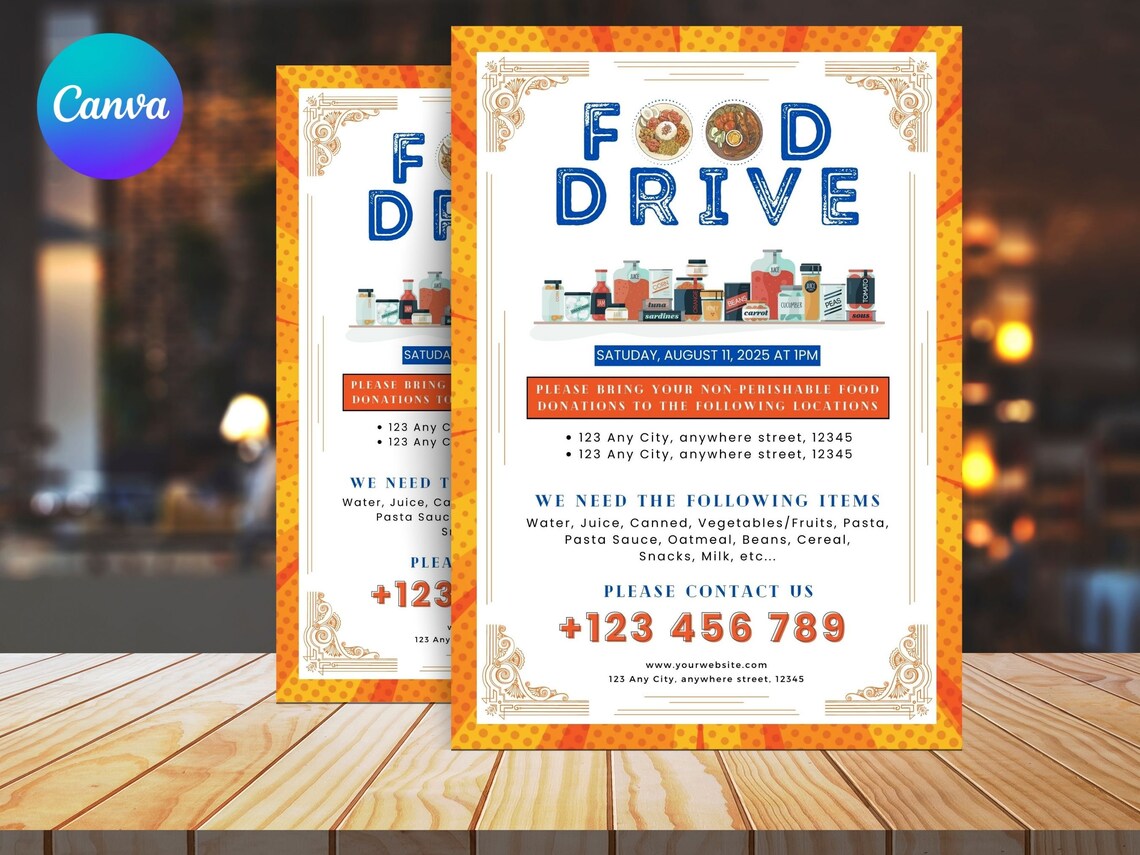 Editable Food Drive Flyer Template, Food Flyer Template, Printable ...