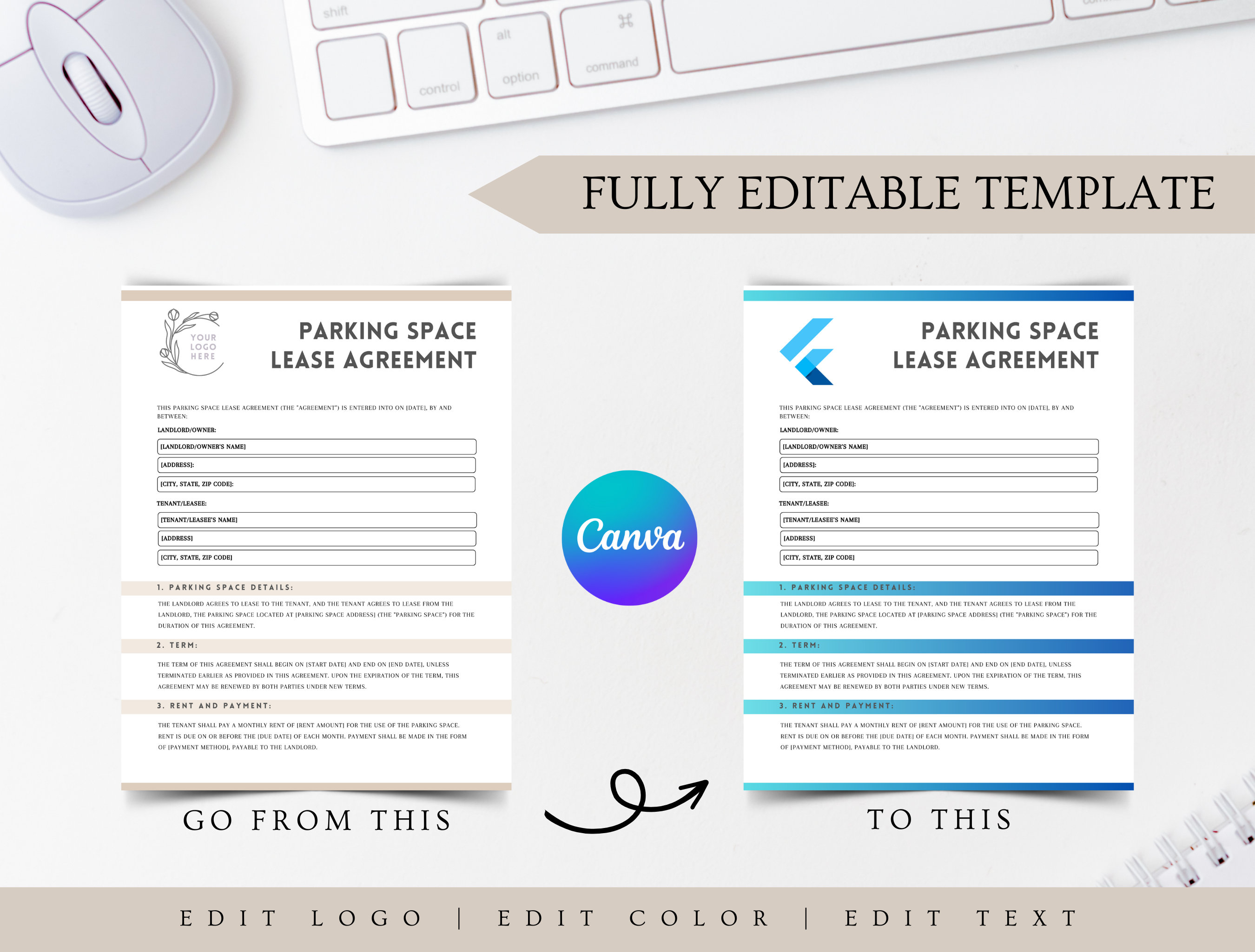 Parking Spot Rental Agreement Contract Editable Template, Parking Space ...