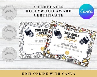 Hollywood Movie VIP Teacher Appreciation Award Certificate Printable ...