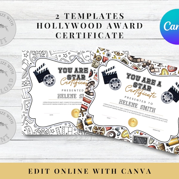 Hollywood Certificates - Etsy