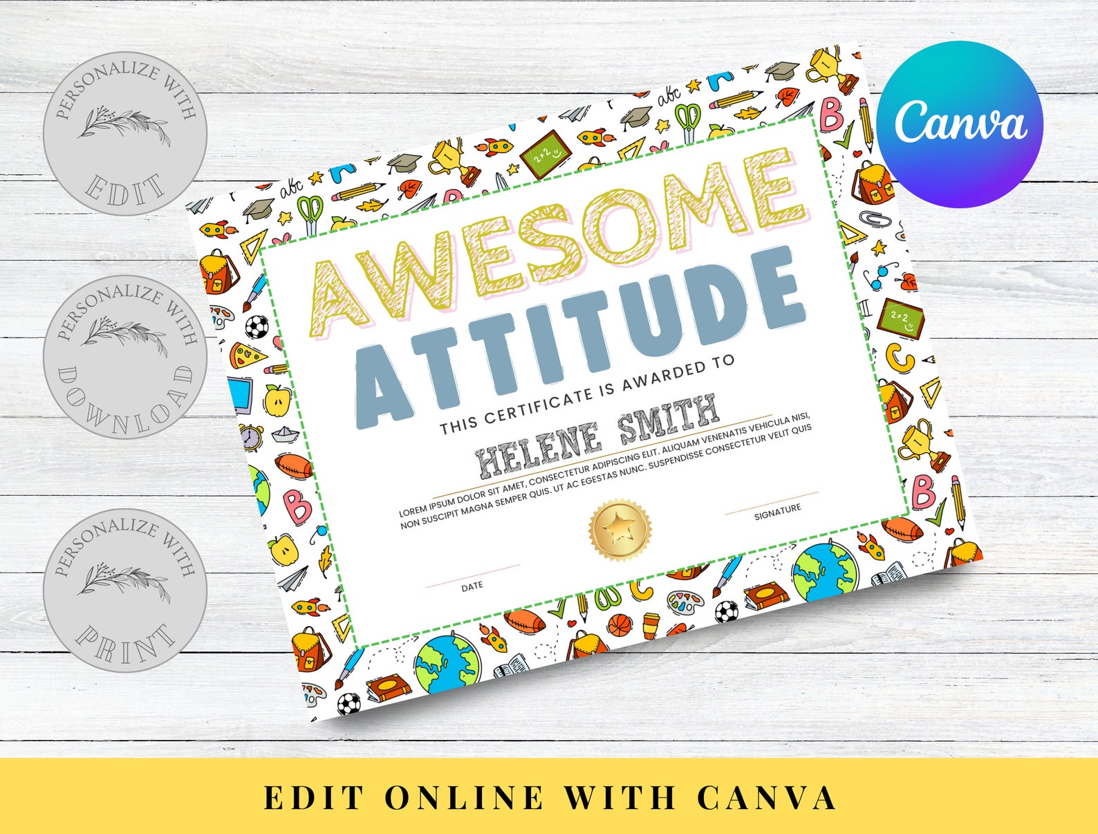 Editable School Awards, End of Year Awards, Personalized School ...