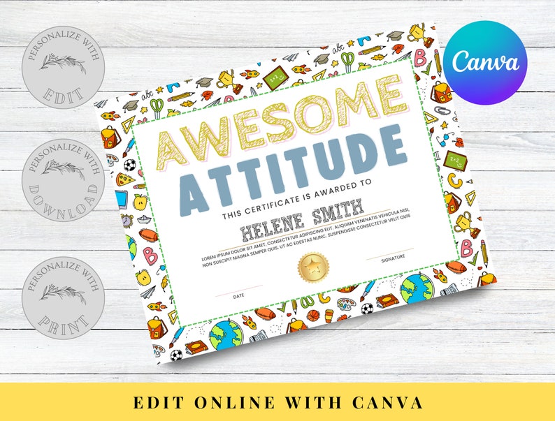 Editable School Awards, End of Year Awards, Personalized School ...