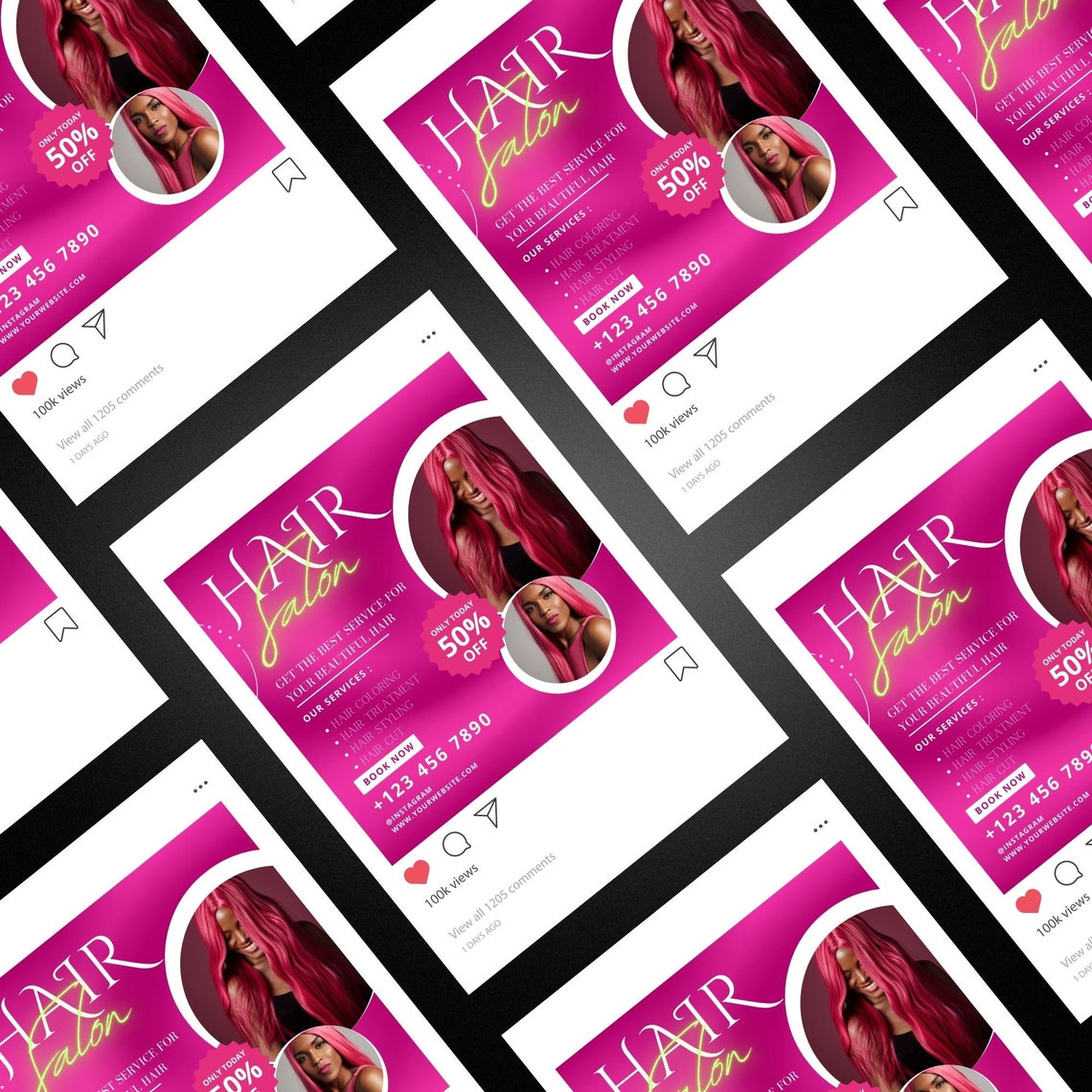 Hair Salon Flyer Hair Stylist Instagram Post Template Hair - Etsy