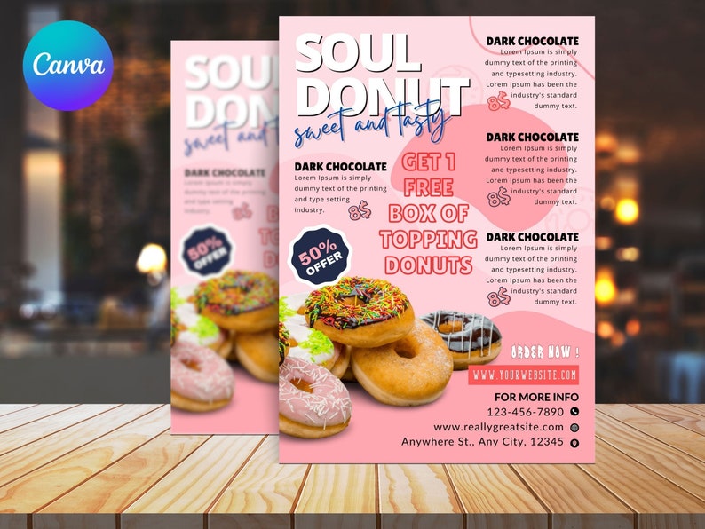Donut Flyer Template, Doughnut Business Flyer, Baking Dessert Flyer ...