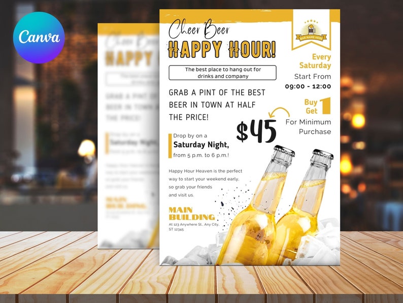 Printable Drinks Flyer Template Cheers & Beer Party Canva - Etsy