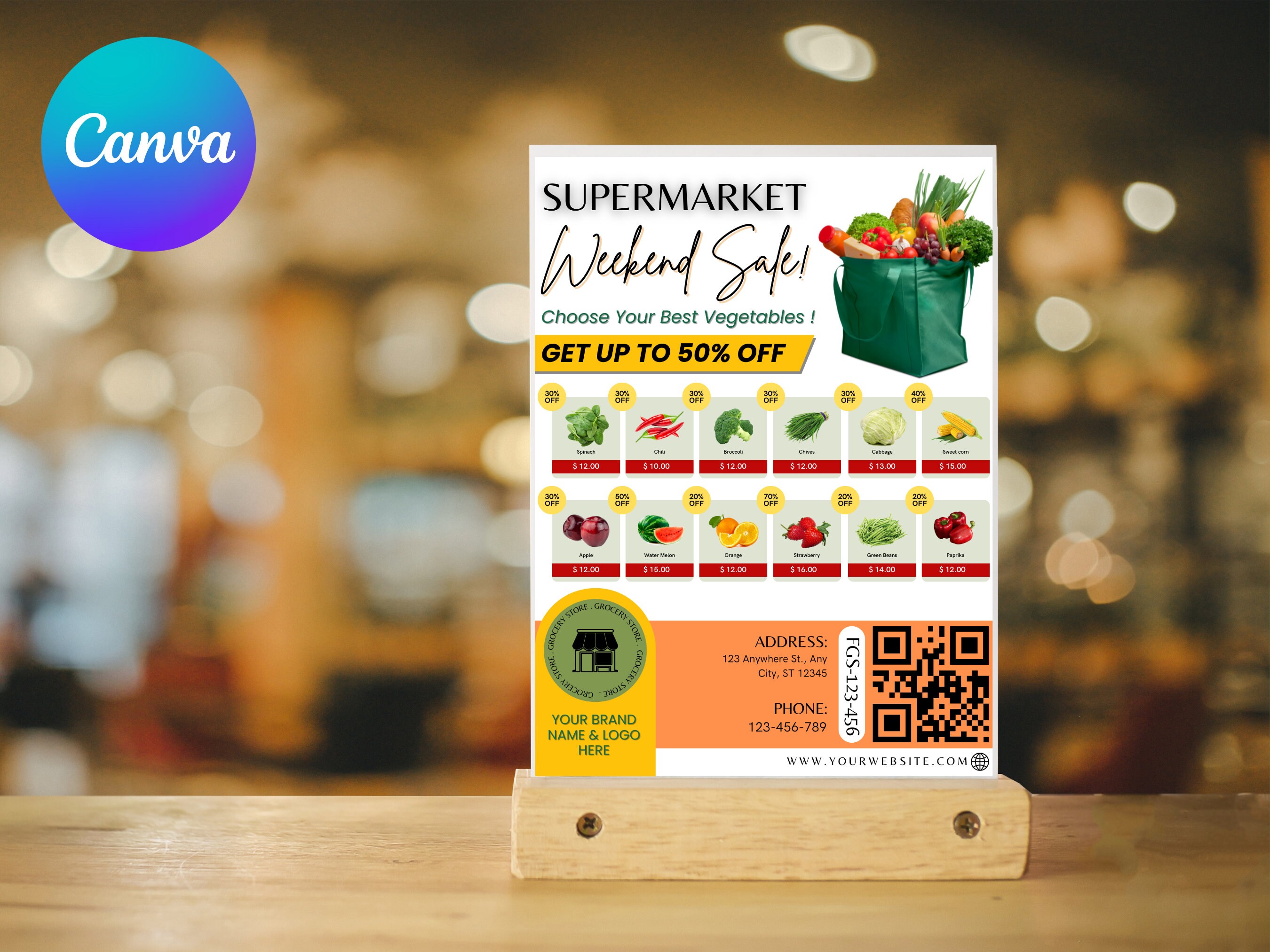 Grocery Sale Flyer Diy Editable Canva Template, Printable & Social ...
