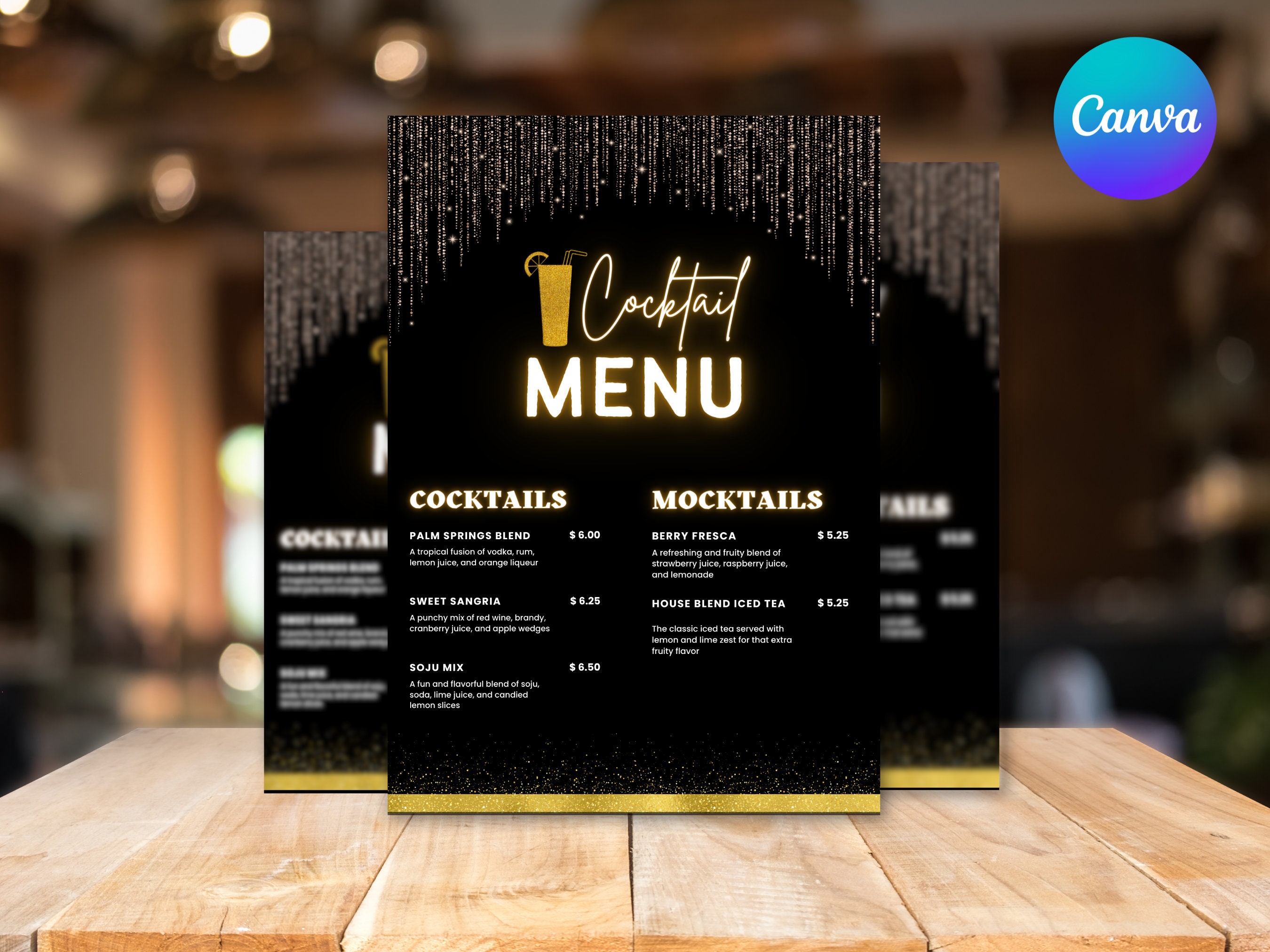Cocktail Menu Flyer, DIY Flyer Template Design, Bar Menu Sign Flyer ...
