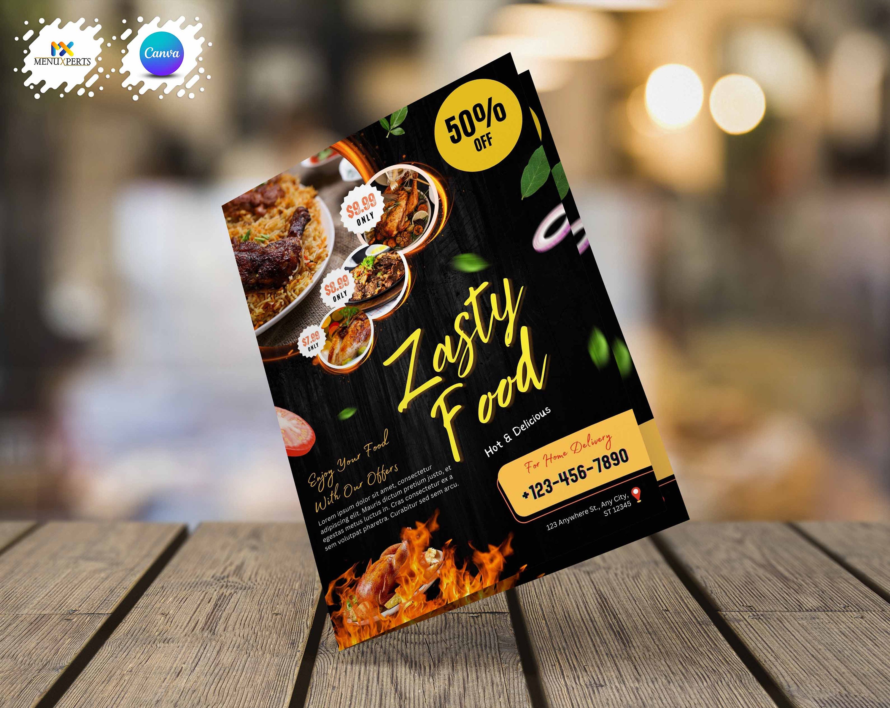 Food Menu Flyer Template, Restaurant Menu Flyer Template, Printable ...