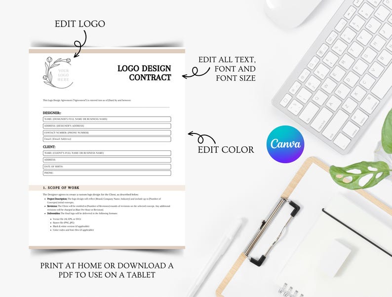 Editable Logo Design Contract Template, Freelance Graphic Design ...