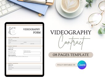 Videography Contract Template, Contract for Videographers, Canva Template, Photography Forms ...