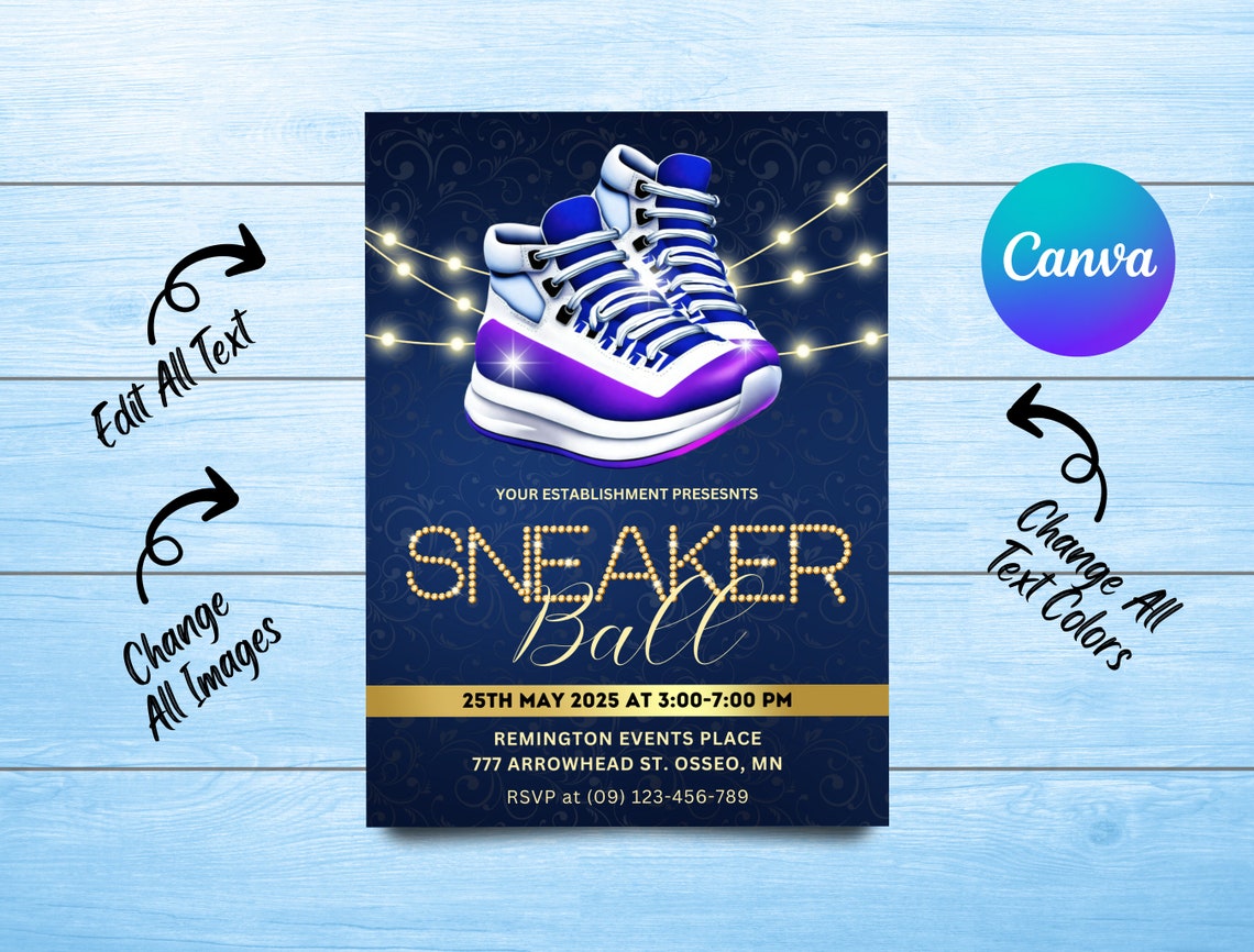 Sneaker Ball Flyer, Sneaker Ball Gala, Sneaker Ball Invite, Sneaker ...