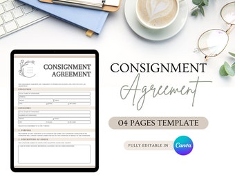 Consignment Agreement, Contract Agreement, Contract Template, Agreement Template, Editable ...