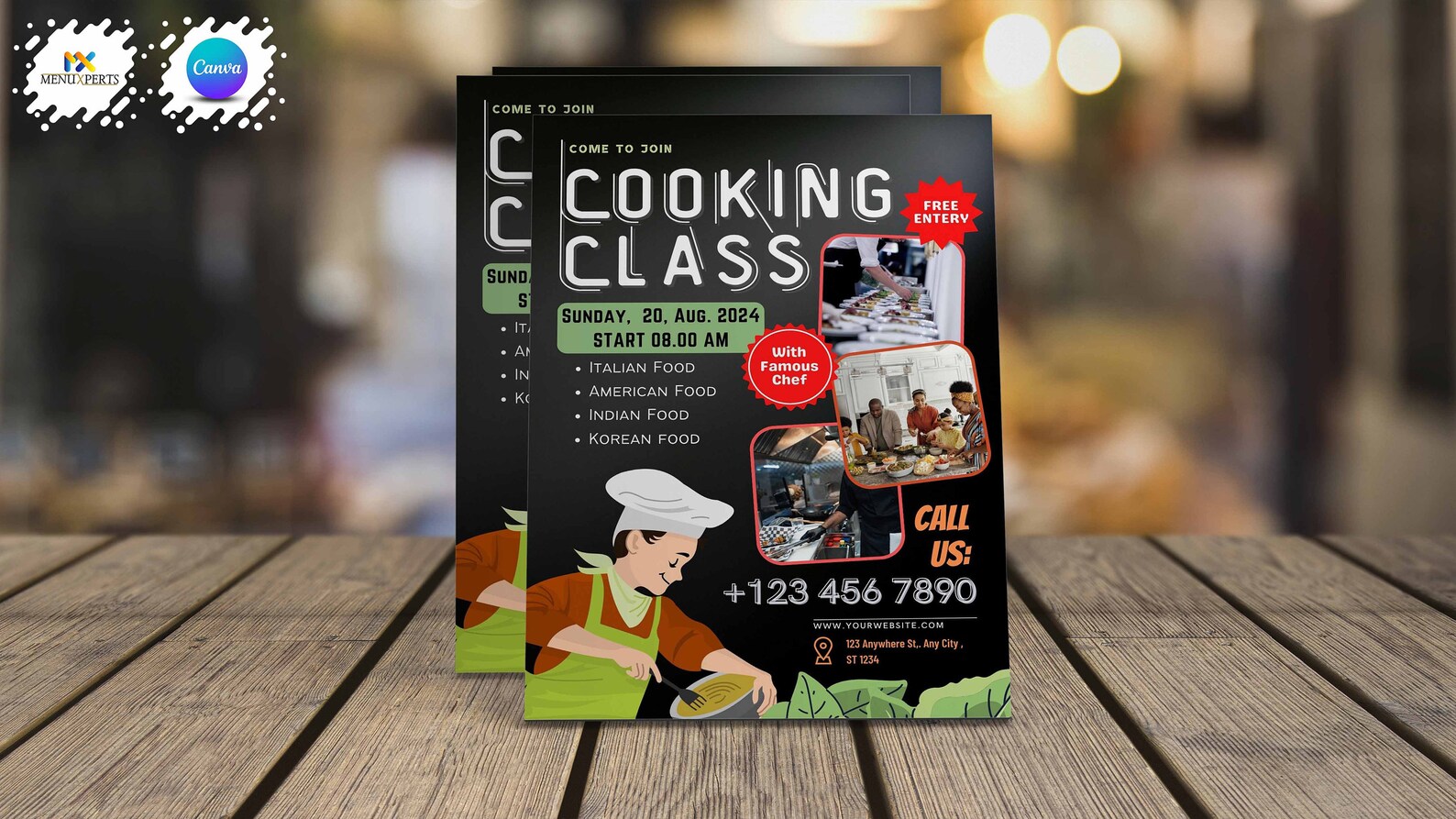 Cooking Class Food Flyer, DIY Canva Cooking Class Flyer Template ...