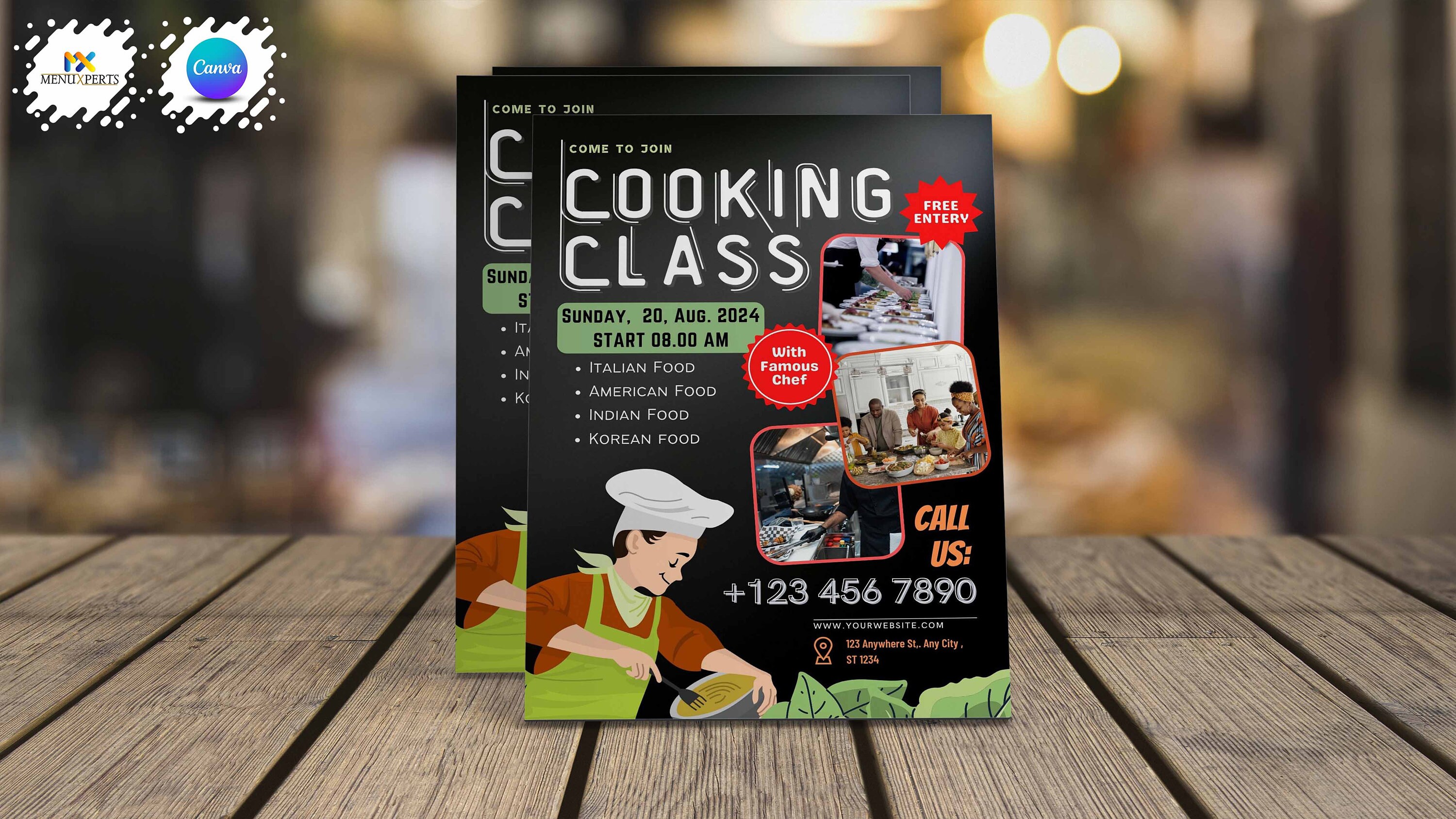 Cooking Class Food Flyer, DIY Canva Cooking Class Flyer Template ...