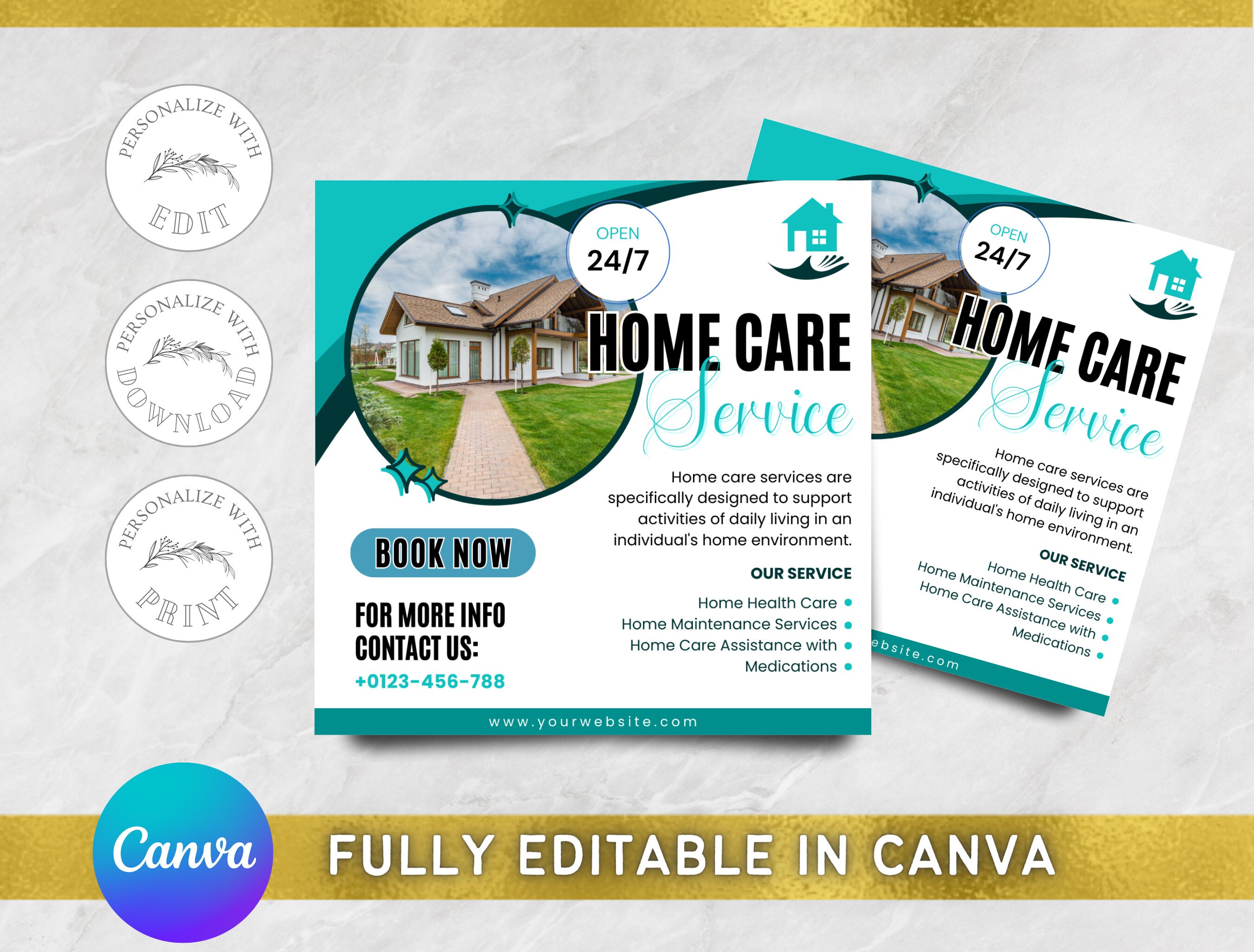 Home Care Service Flyer, Care Service Flyer, Premade Caregiving Flyer ...
