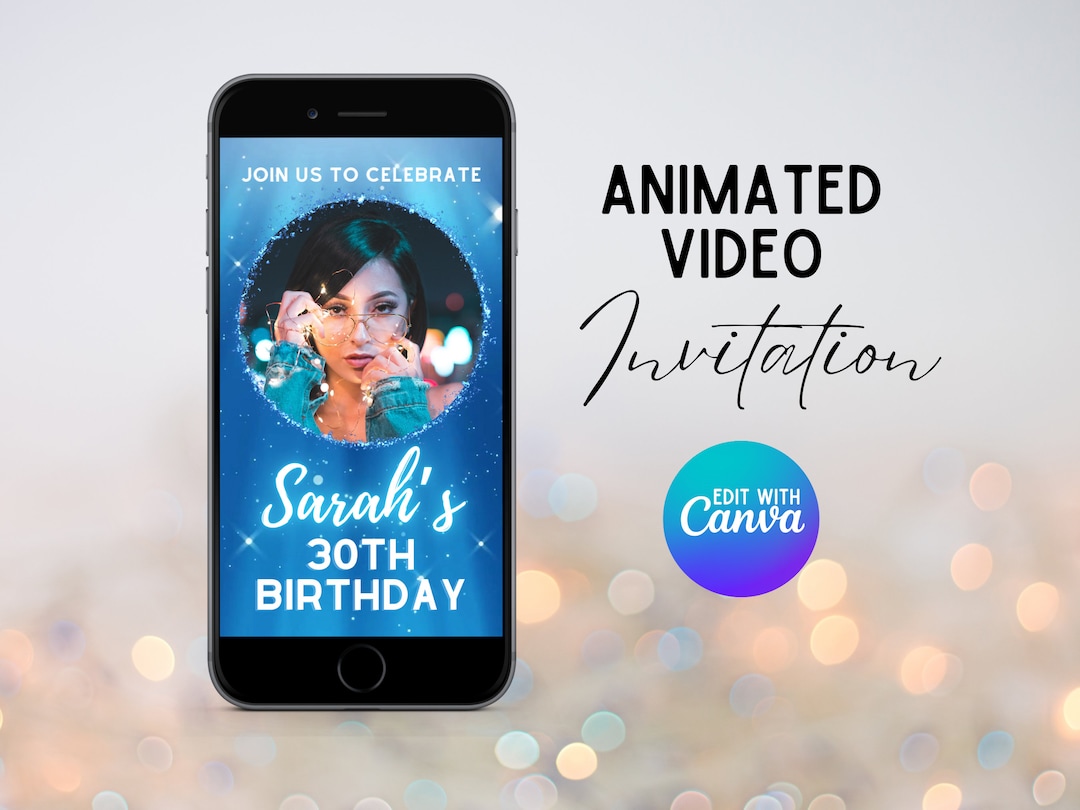 Animated Birthday Invitation, Birthday Invite for Girls, Birthday Party ...