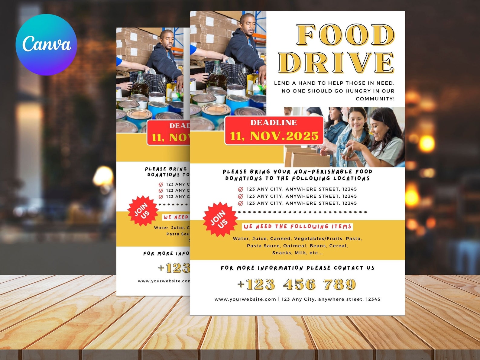 Printable Food Drive Flyer Template, Food Drive Flyer, Food Flyer ...