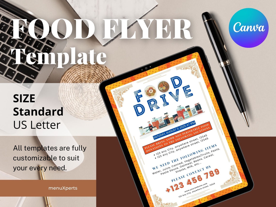 Editable Food Drive Flyer Template, Food Flyer Template, Printable ...
