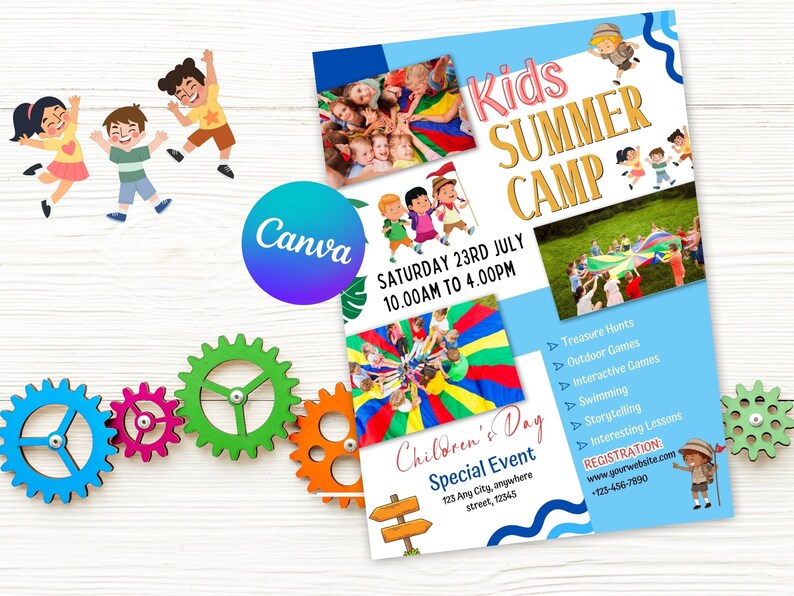 Kids Summer Camp Flyer, Summer Camp Festival Flyer for Kids, Editable ...