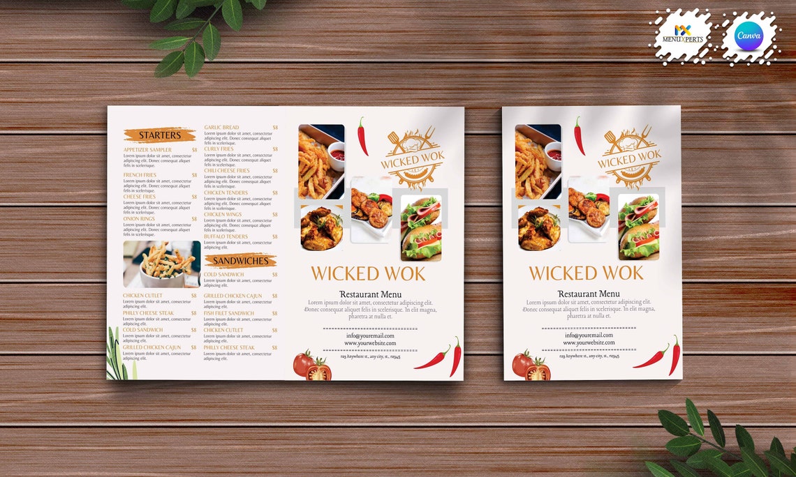 Restaurant Menu Template, Bi Fold Canva Menu Template, Bi Fold ...