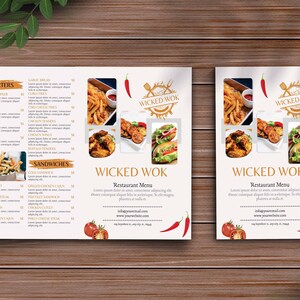 Restaurant Menu Template, Bi Fold Canva Menu Template, Bi Fold ...