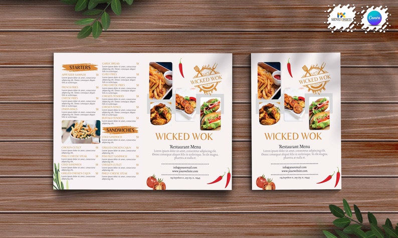 Restaurant Menu Template, Bi Fold Canva Menu Template, Bi Fold ...
