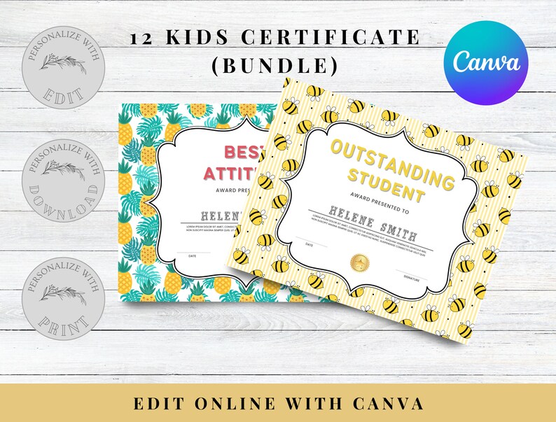Editable School Awards Certificate, End of Year Awards, Personalized ...