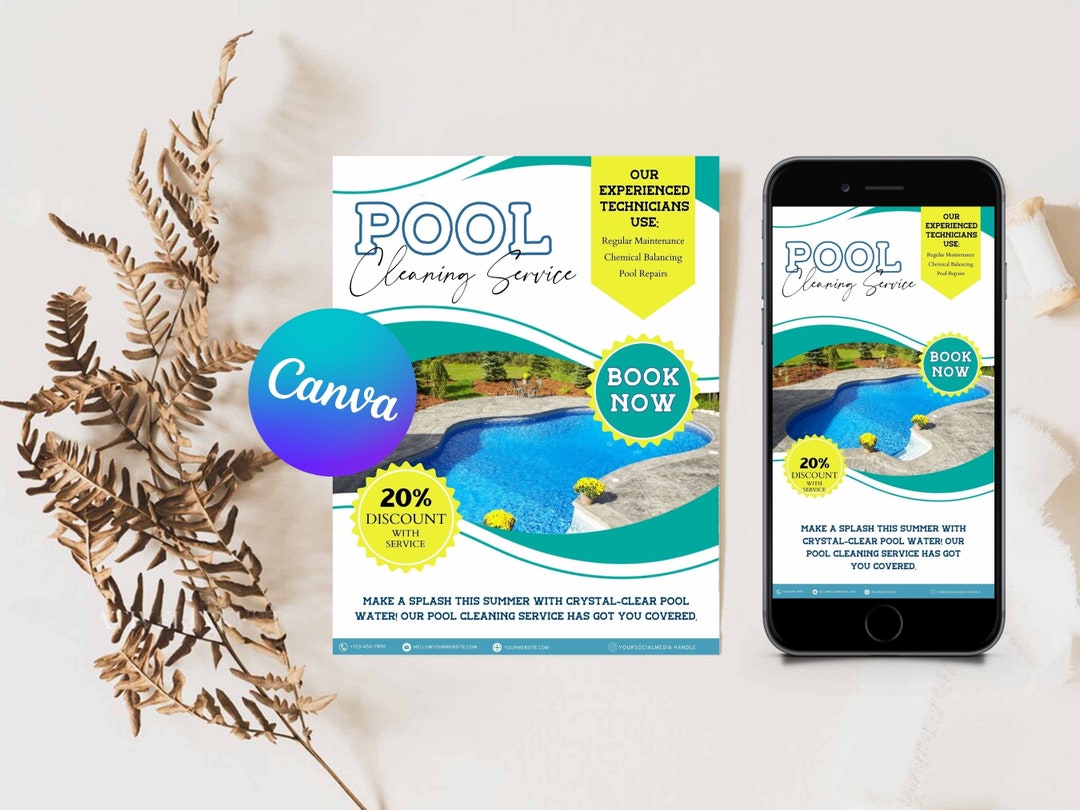 Pool Cleaning Service Flyer, Diy Flyer Template Design, Swimming Pool ...