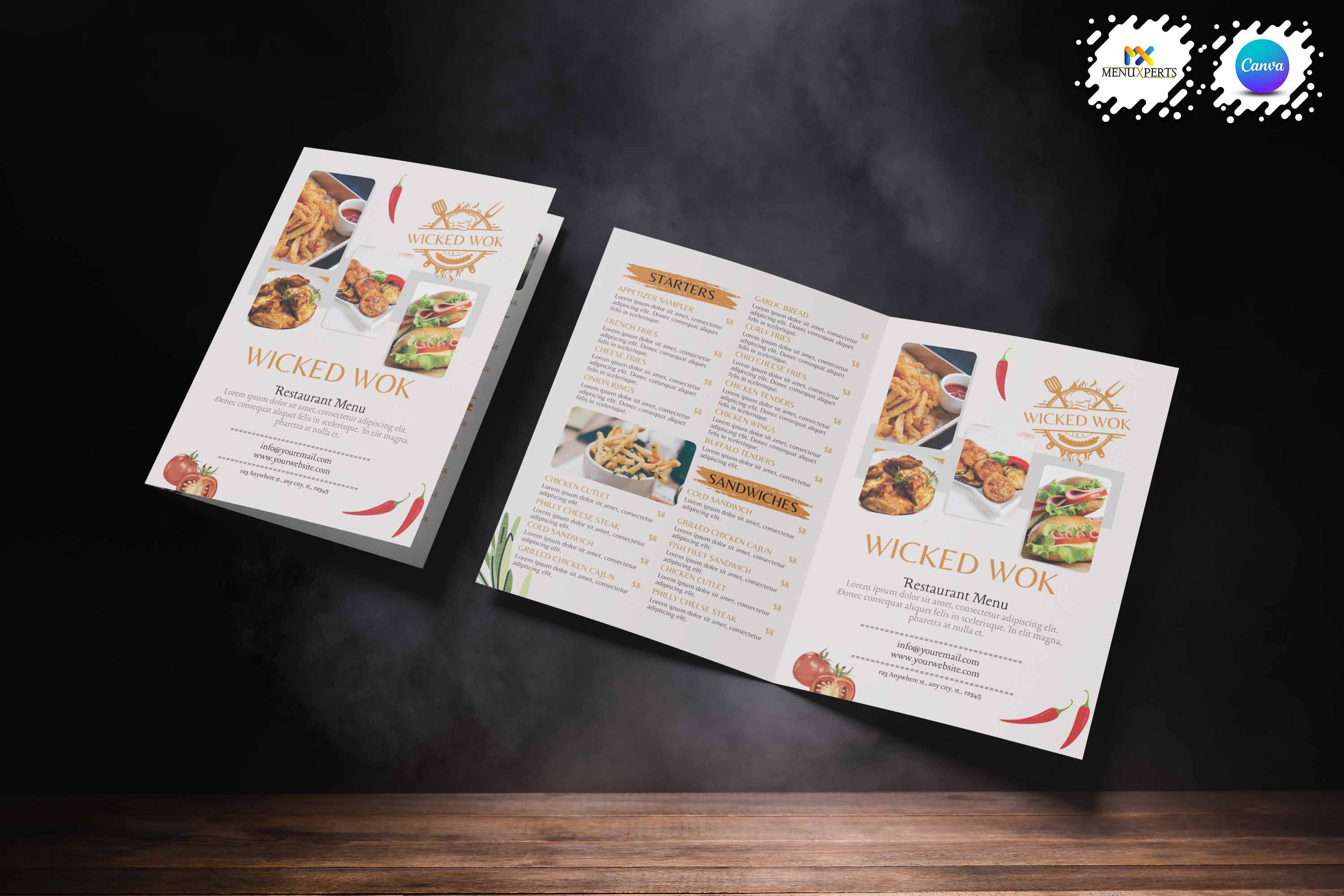 Restaurant Menu Template, Bi Fold Canva Menu Template, Bi Fold ...