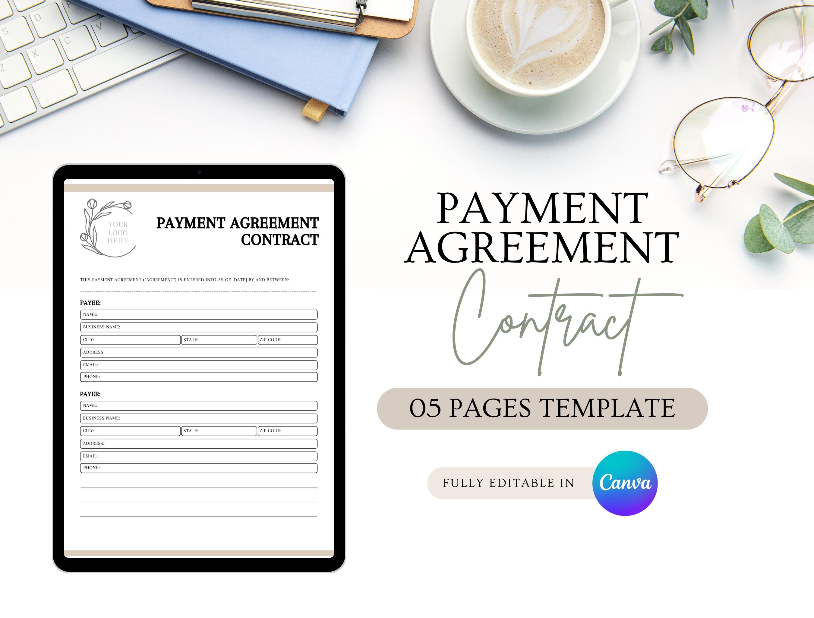 Payment Agreement Contract Template, Payment Plan Agreement, Agreement ...