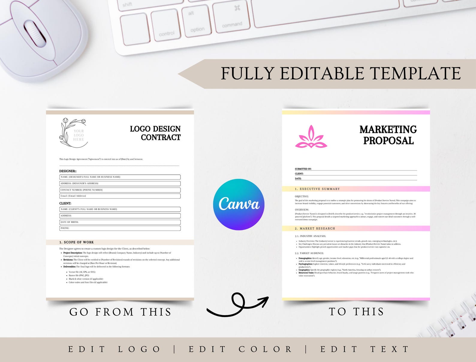 Editable Logo Design Contract Template, Freelance Graphic Design ...