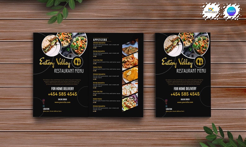 Restaurant Menu Template, Canva Food Menu Template, Printable ...