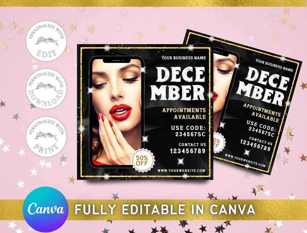 December Booking Flyer Template, Diy Christmas Booking Holiday Season ...